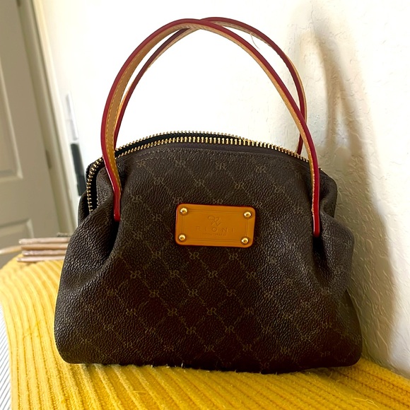 Rioni | Bags | Rioni Signature Brown Coated Canvas Zip Top Small Tote ...